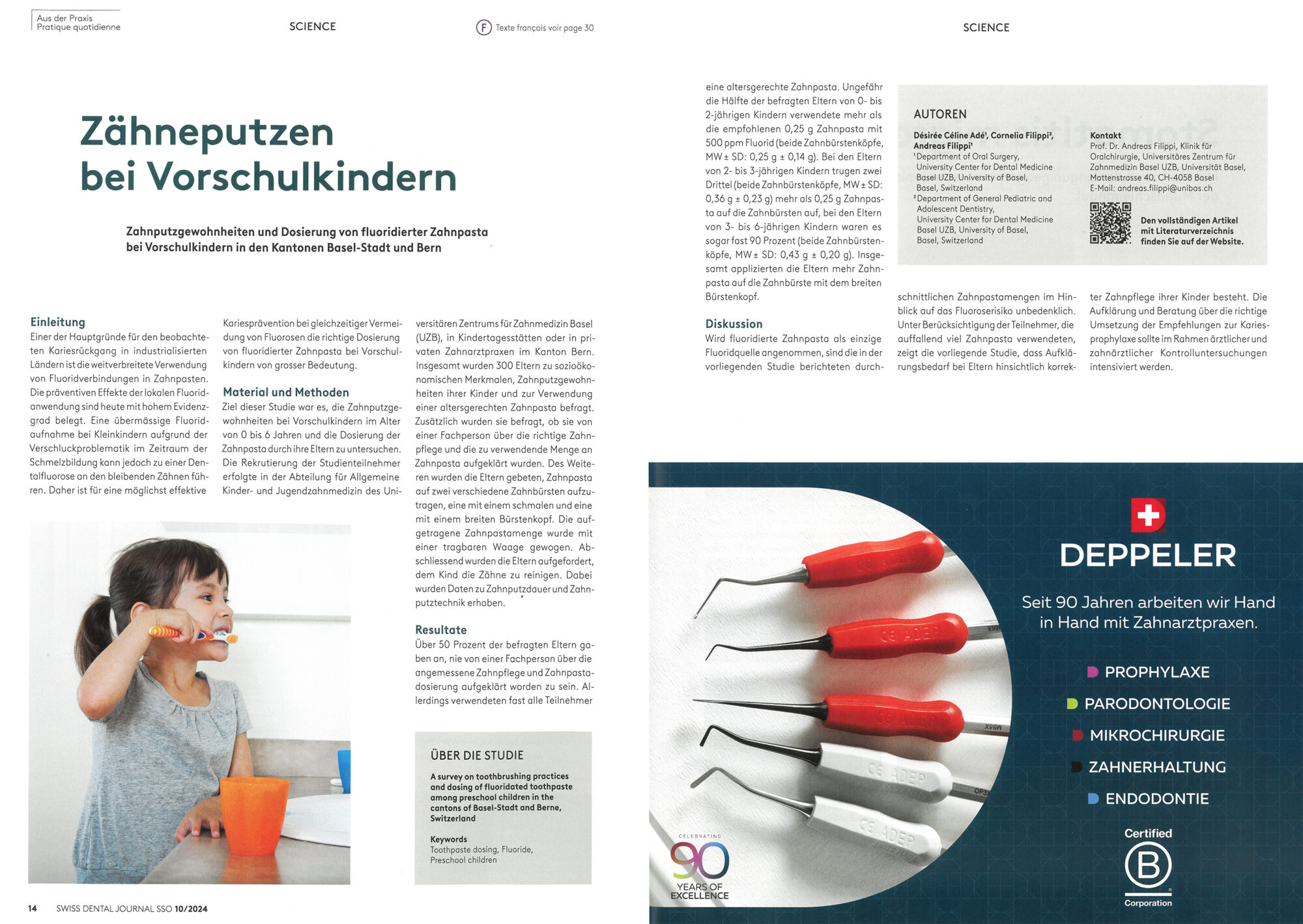 Deppeler Featured in the Swiss Dental Journal